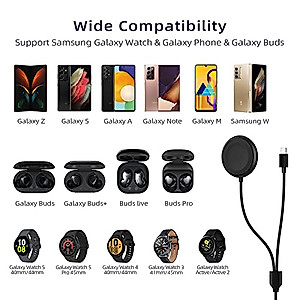 Watch Charger for Galaxy Watch 5 Pro/5/4/3/Active 2/1/Galaxy Watch, USB C Charging Cable Compatible for Samsung Galaxy S22/S21/S20/S10/Note 20/10/9/8 and More,5 ft 2 in 1 Charger Cable