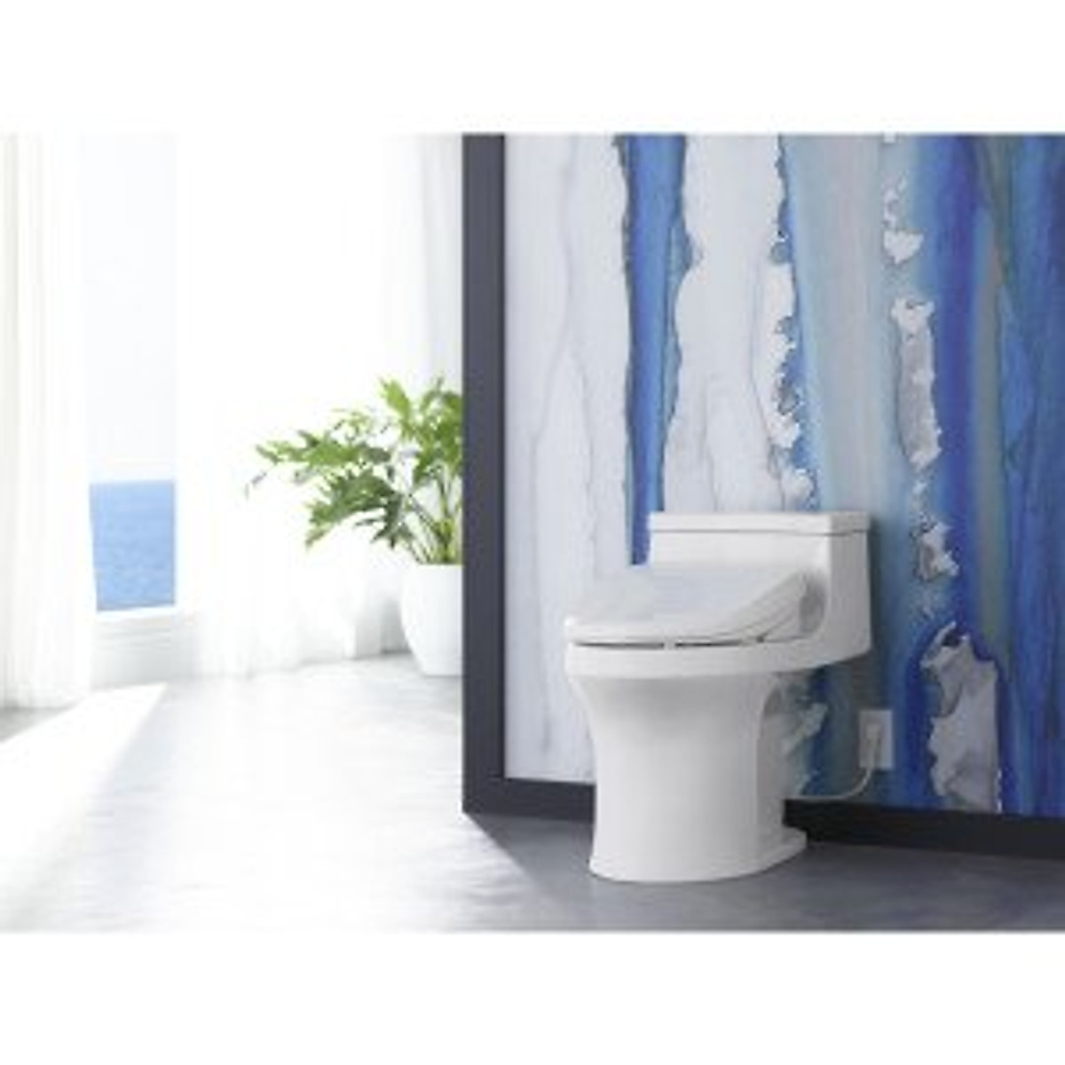 KOHLER 8298-0 PureWash E590 Elongated Bidet Toilet Seat, Heated Bidet, Bidets for Existing Toilets, Nightlight, Self-Cleaning Nozzle, Biscuit