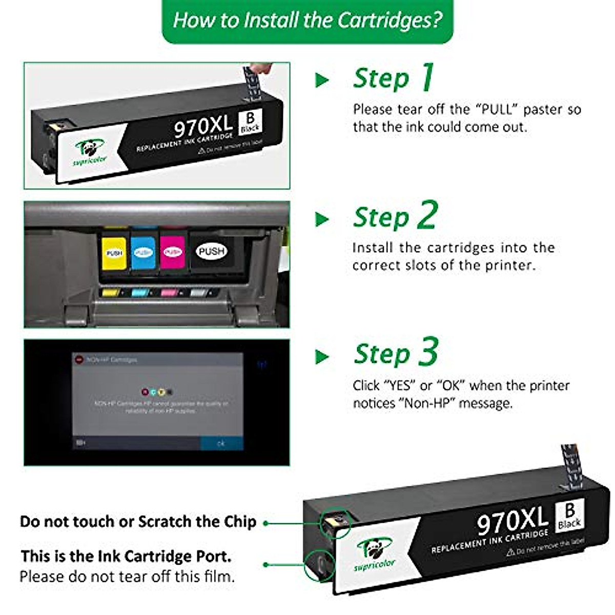 Supricolor Replacement 970xl Black Ink Cartirdges, 970 970 XL Ink Compatible Officejet Pro X576dw X476dw X476dn X451dn X451dw