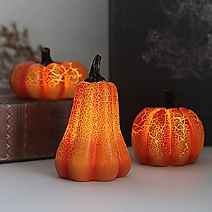 Siyse Halloween simulation pumpkin LED warm light candle lamp resin pumpkin decoration venue decoration props pumpkin lantern-A