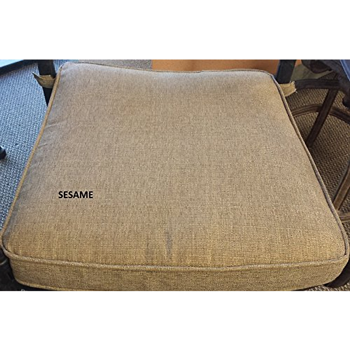 Palm Tree Outdoor Patio Set 4 pc Swivel Bar Stools Dark Bronze Cast Aluminum (30", Sunbrella Sesame)