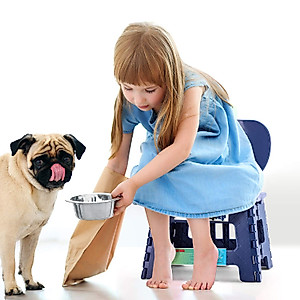 ACSTEP Folding Step Stool with Back Support for Kids,9" Kids Step Stool for Outdoor or Indoor Kitchen Step Stools and Bathroom Stool for Toddlers Boys Girls - Royal Blue