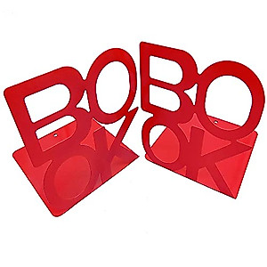 Artkingdome 1Pair Luxury Metal Bookend Book Letter Art Book Ends Stand Holder Decorative Bookends Gift Red