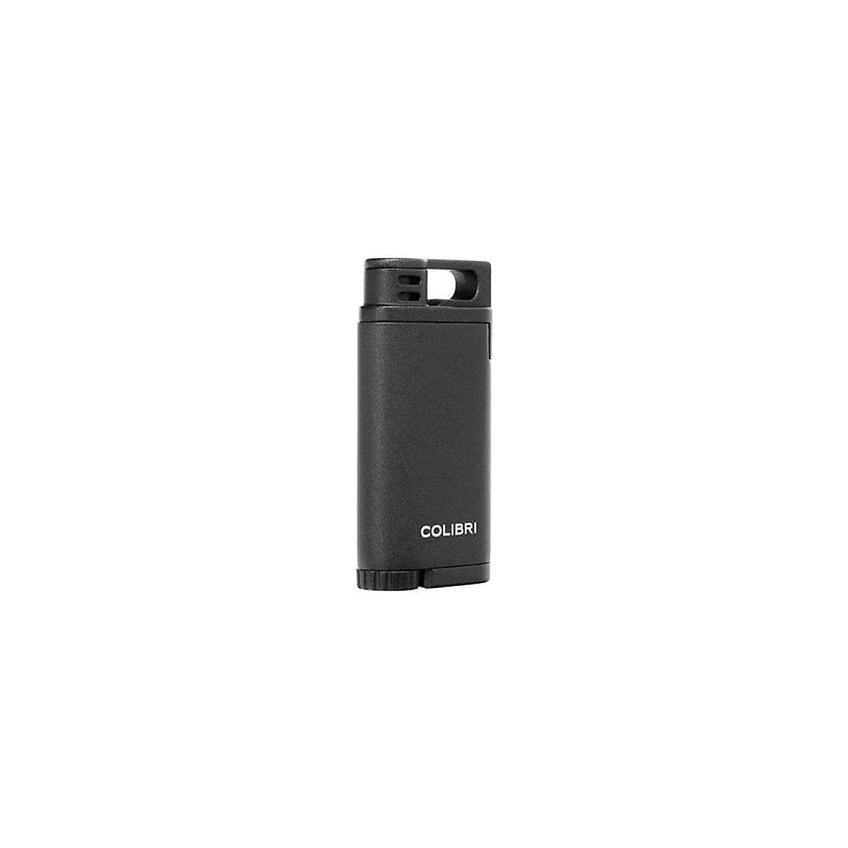 Colibri Belmont Single Jet Flame Butane Lighter, Windproof & Refillable, Cigar Enthusiast's Choice with Blue Fuel Window and Adjustable Flame (Metallic Black)
