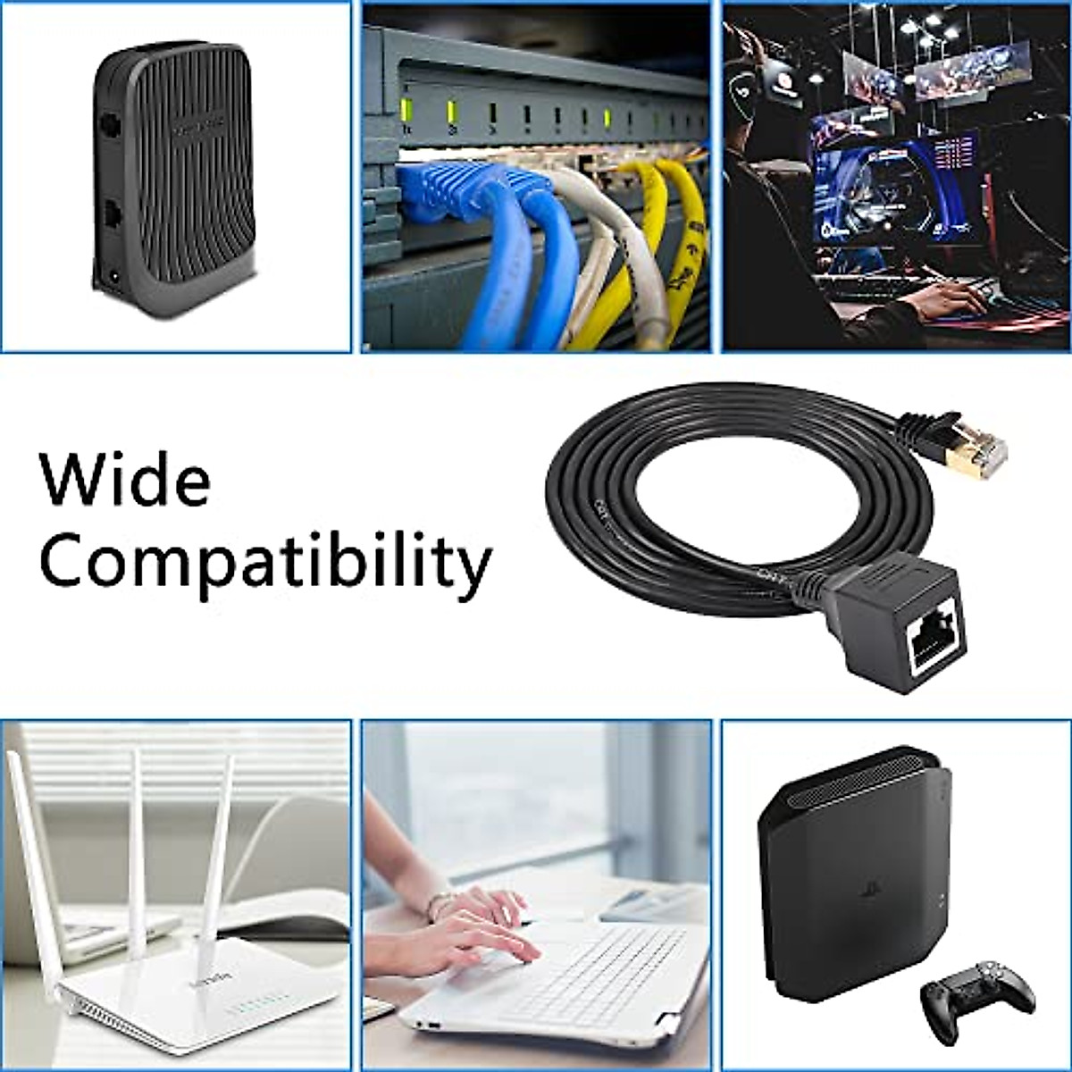 SinLoon Cat8 LAN Cable,Ethernet Extension Cable,High Speed 40Gbps 2000Mhz Network Cord,RJ45 Network Patch Cord Male to Female Connector for Router Modem TV PC Computer Laptop (M/F 1.5M/4.9FT)