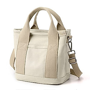 Canvas Tote Bag Mini Handbag Tote Purse with Zipper Women Canvas Crossbody Bag Purse Top Handle Satchel Handbags for Office, School, Travel