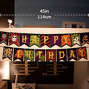 Madodo, Nightmare before Christmas inspired Birthday Banner, Happy Birthday Banner, Movie, Jack, Sally, Halloween, Christmas, Birthday Favors, Party Supplies, Party Décor