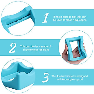 homfanseec Silicone Cup Cradle for Tumblers, Tumbler Holder with Built-in Slot and Felt Edge Squeegee for Crafting, Vinyl Stand Small Tumbler Stand Cup Holder Use to Apply Vinyl Decals(Blue)