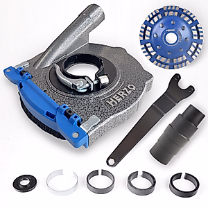 HERZO Aluminum Dust Shroud for Angle Grinder 4.5 inch and 5 Inch, Includes 5Inch Diamond Grinding Cup Wheel