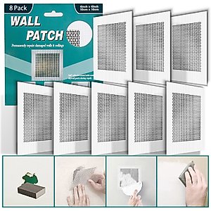 8Pcs 4 Inch Drywall Repair Kit,Wall Repair Patch Kit, Self-Adhesive Fiberglass Dry Wall Patch Kits for Aluminum Metal Sheetrock Ceiling (4"x 4")