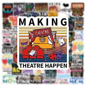 63Pcs Theater Stickers Graffiti Aesthetics Waterproof Vinyl for Kids Girls Boys Teens Adults for Water Bottles Laptop Suitcase for Birthday Party Supplies Halloween Decoration Favors