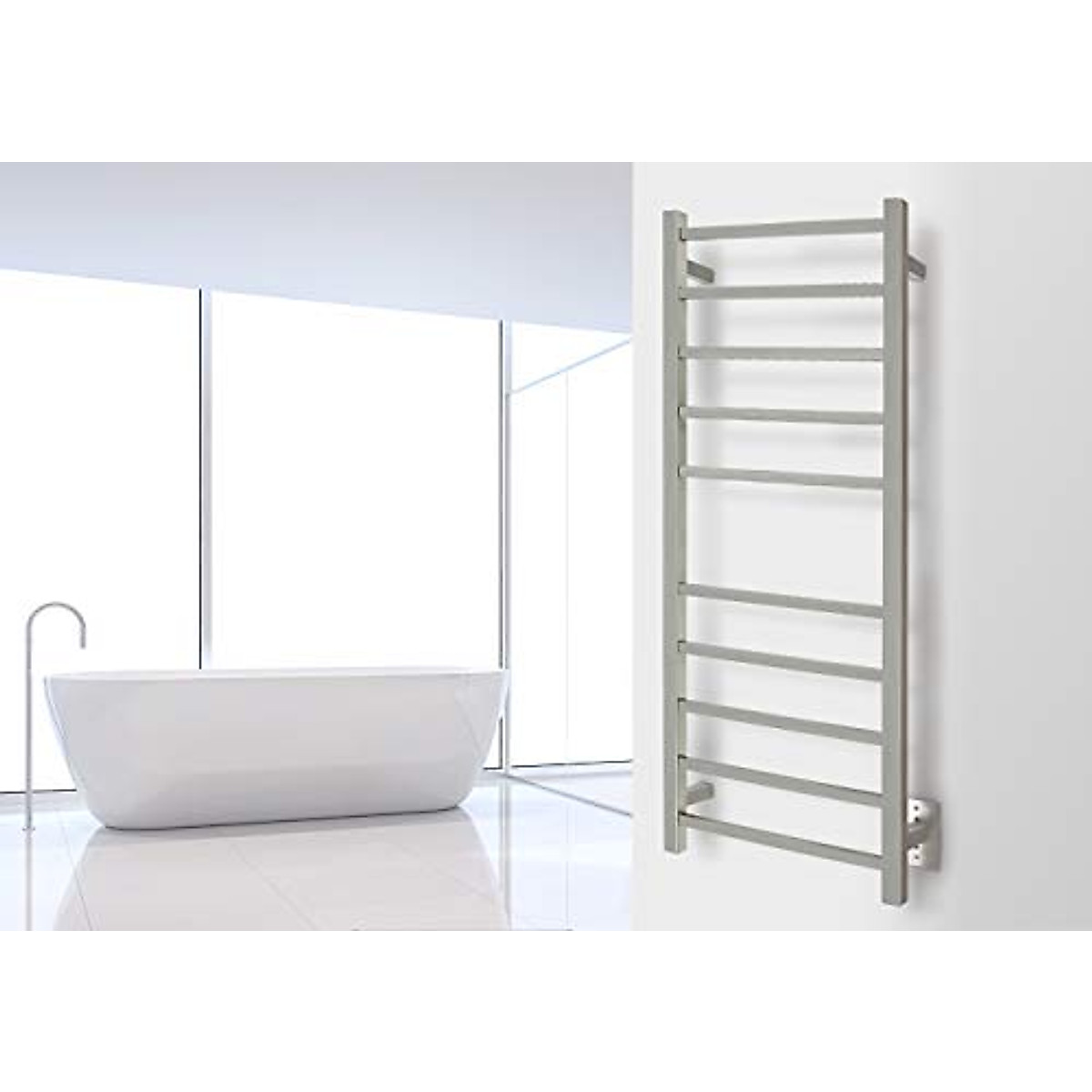 WarmlyYours Warmly Yours Sydney 10-Bar Electric Heated Bath Towel Warmer Rack, Brushed, Wall mountable, Hardwired, Grey