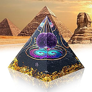CRISTALLIUM Orgone Pyramid Crystal Healing Stone Energy Generator Healing Crystals Chakra Crystal Healing Meditation Crystal Sphere Orgonite Crystal Pyramid Women Gift - Blue stone