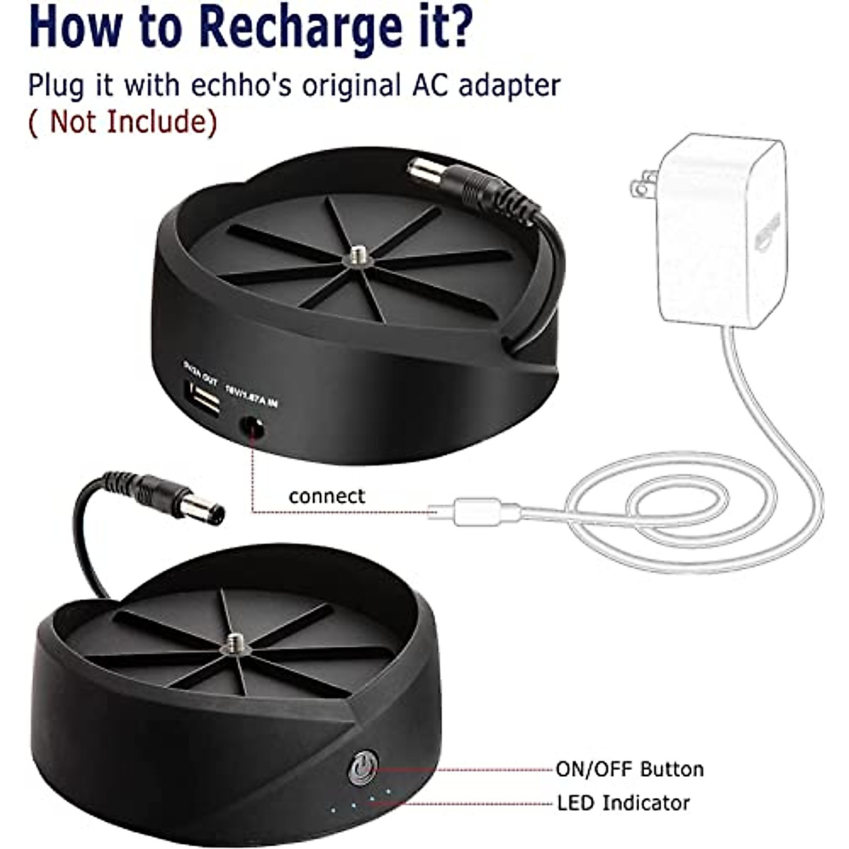 Battery Base for Echo 3 & Echo Plus 2 Make Them Portable Not Include The Speaker or Charge Cord ( Upgrade Version)