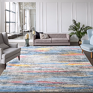 10x14 ft Area Rug for Living Room Extra Large Modern Style Floor Carpet with Non-Slip Backing for Office,Bedroom & Dining Room, Ombre Tonal Home Decor, Non-Shedding Soft Rug Machine Washable