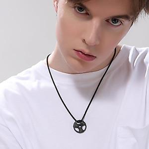 AILUOR Men Women's Dumbbell Pendant Necklace Stainless Steel Couples Barbell Pendant Fitness Gym Sports Dumbbell Weight Lifters Barbell Chain Jewelry (Black-R)