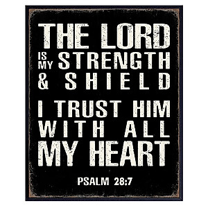 Religious Christian Gifts for Men - Catholic Decor Wall Art - Man Cave, Home Office, Boys Bedroom - Holy Scripture Bible Verses - Inspirational Positive Spiritual Quotes - Motivational God Sayings