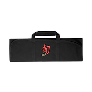 Shun Knife Roll, 8 Slots for Kitchen Knives, Carrying Case, 19.5 Inches x 18 Inches, Black