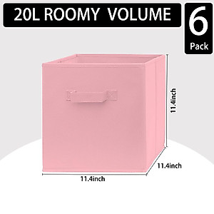 Largoda Storage Cubes,11.4 inch Cube Storage Bins (6 Pack) Storage Bins with Handles,Rectangle Storage Box,for clothes toys books and more,rainbow storage bins Includes 2 stickers