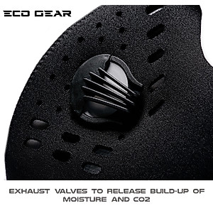 ECO-GEAR Anti Pollution Face Mask with Military Grade Protection | Anti Smoke, Exhaust Gas, Dust, Pollen | Hiking, Running, Walking, Cycling, Ski and other Outdoor Activities (Large, Black)