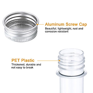 PATIKIL 200Pcs 45ml Plastic Test Tube with Screw Caps, 140x25mm Tubes Aluminum Lid, for Scientific Experiments Party Decoration Candy Bead Storage Bath Salt