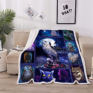 Juirnost Owl Gifts for Women,Owl Blanket,Owl Gifts for Owl Lovers,Owl Throw Blanket for Couch Sofa Bed Living Dorm Room Home Decor 50X60inch Just a Girl Who Loves Owls Blanket