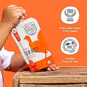 Serenity Kids 6+ Months Baby Food Pouches Puree Made With Ethically Sourced Meats & Organic Veggies | 3.5 Ounce BPA-Free Pouch | Free Range Turkey, Sweet Potato, Pumpkin, Beet | 1 Count