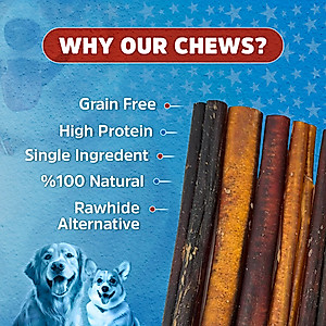 Stark Sticks 6'' Natural Bully Sticks for Small, Medium, Large Dogs - 100% Grass-Fed Beef, Chews Sticks for Dogs, Treats, Long Lasting - Fully Digestible,(Standard 5 Count)