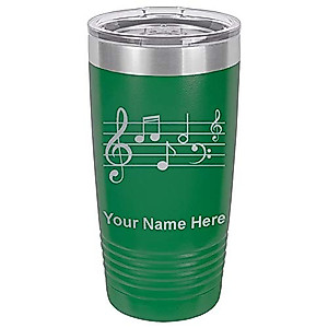 LaserGram 20oz Vacuum Insulated Tumbler Mug, Music Staff, Personalized Engraving Included (Green)