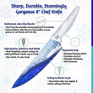 Chefs Knives - Professional Chef knife set, 8 inch sharp cutting blade - Stainless Steel kitchen cooking knife with Ergonomic handle - Loving gifts for Chefs & butcher with cool design