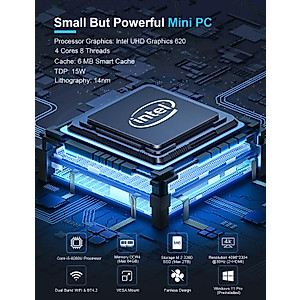 Baieyu Industrial Fanless Computer Core i5-8260U, Fanless Mini PC Preinstalled Windows 11 Pro 16GB RAM DDR4 512GB SSD, 2×HD Port, 2×RS232 COM, 4×USB 3.0, 4×USB 2.0, Auto Power On, Industrial Mini PC