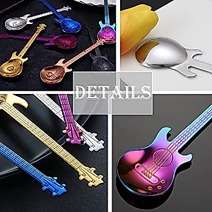 Guitar Spoons Coffee Teaspoon, ESRISE Musical Coffee Gifts for Men, Stainless Steel Cute Demitasse Tea Spoon (Multicolor)