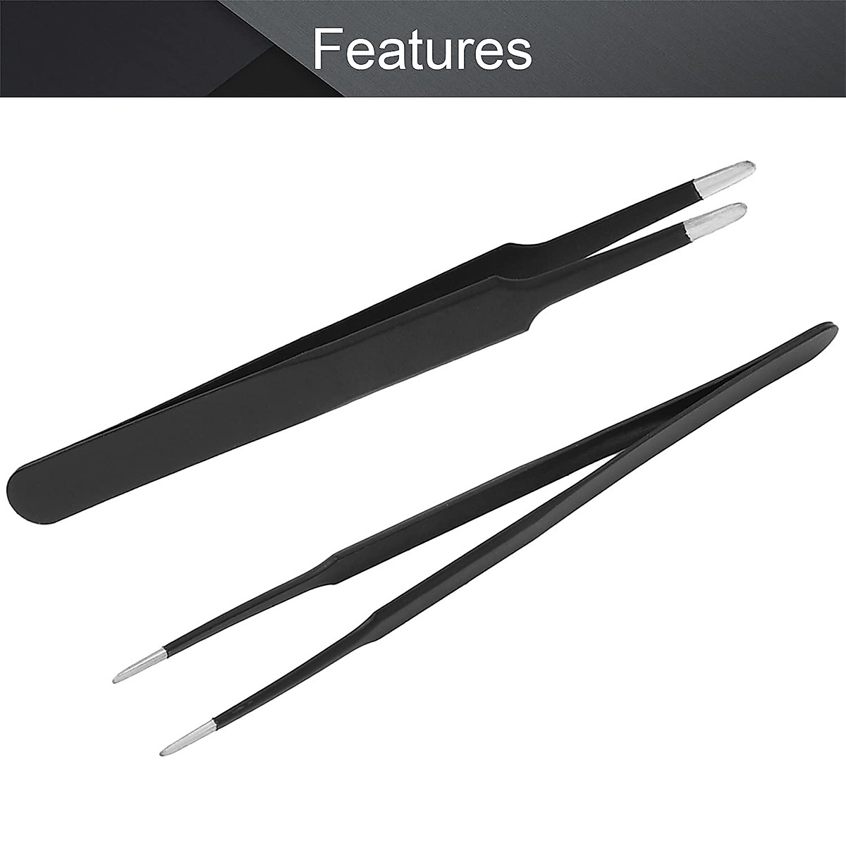 UToolmart 3PCS Precision Tweezers Set, Upgraded Anti-Static Stainless Steel Tweezers, Length: 122mm