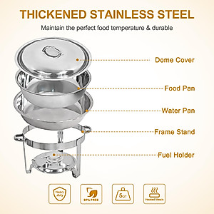 Nova Microdermabrasion Chafing Dish Buffet Set of 4, 5QT Stainless Steel Chafing Dishes for Buffet Food Warmer for Parties Catering Event with Food Water Pan, Fuel Holder