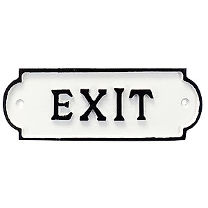 Ziolte Set of Enter exit Cast Iron Gate Sign Plates, Rustic Gate Plaques in White and Black, 2.25 x 7.4 Inches Each; Includes Mounting Hardware…