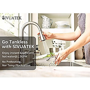 Electric Tankless Water Heater, SIVUATEK on Demand Water Heater Electric Smart Control Point of Use Water Heater Instant 6.5kW 240V for Faucets M1-65B