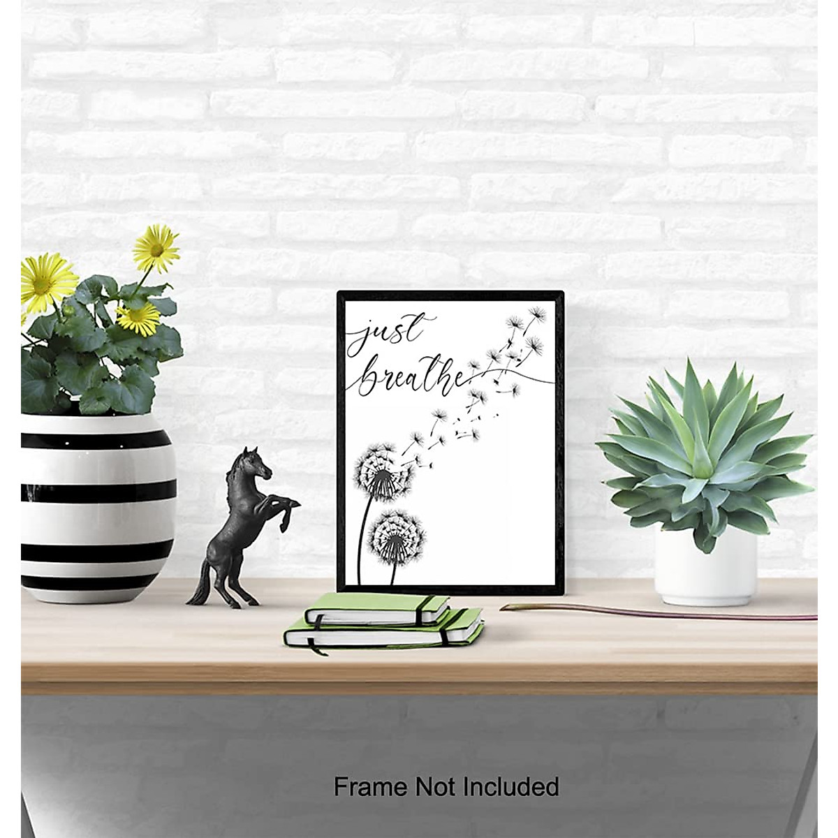Inspiration Motivation Zen Wall Art & Decor - Just Breathe Wall Art - Encouragement Gift for Woman - Positive Quotes Wall Decor- Home Office Living room Bedroom Wall Art - Meditation Wall Art UNFRAMED
