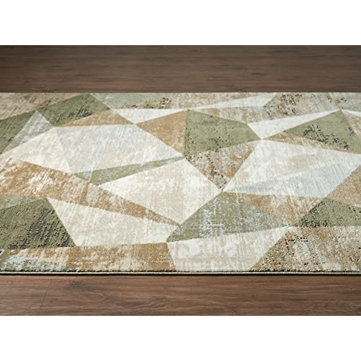 Abani Savoy Collection Area Rug - Green and Cream Geometric Design - 7'9"'x10'2 -Easy to Clean - Durable for Kids and Pets - Non-Shedding - Medium Pile - Soft Feel -for Living Room, Bedroom & Office
