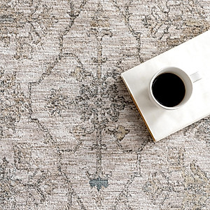 nuLOOM Georgianna Medallion 4x6 Area Rug for Living Room Bedroom Dining Room Kitchen, Beige/Light Grey