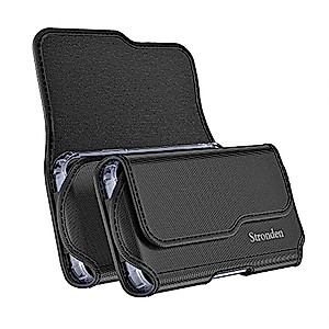 Stronden Holster for iPhone 14, 14 Pro, 13, 13 Pro, 12, 12 Pro - Military Grade Nylon Holster Belt Case with Metal Clip & Magnetic Closure Pouch (Fits Slim/Thin Case only)