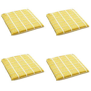 OLAMASA Chair Pad with Ties for Dining Chair Set of 4 Linen Thick Square Chair Cushions Non Slip Seat Cushion for Kitchen Living Room Office Chair Decor Washable (18x18x1.6 inch, Yellow)