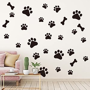Epakh Dog Paw and Bone Print Stickers Removable Puppy Paw Wall Decals Decoration Animal Footprint Gifts for Dog Lover Bedroom Living Room(Dog Paw)