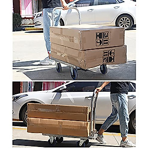 Cart Metal Platform Truck with 360 Degree Swivel Wheels and Foldable Handle for Iron Items Transport Large Load Capacity Push Cart Platform Truck Cart (Size : 70 * 50)