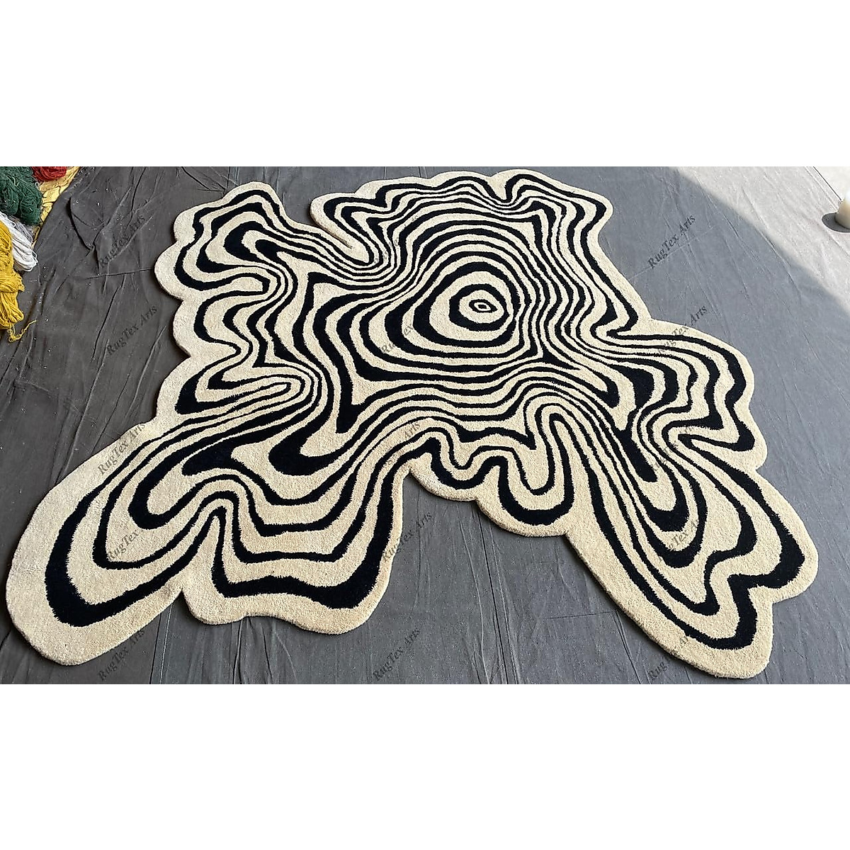 RugTex Arts Area Rug - 8' x 8' Irregular, Multi Traditional Irregular Design,Unique Carpet,Handmade Wool, for The Living Room, Bedroom, Dining Room & Home Décor