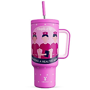 Meoky 40 oz Tumbler with Handle and Straw, Tumbler with Lid and Straw, Insulated Stainless Steel Travel Mug, 100% Leak-proof, Keeps Cold for 34 Hours (Appreciation)