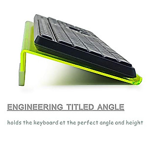 Richboom Epoptic Green Acrylic Tilted Computer Keyboard Holder for Easy Ergonomic Typing, Keyboard Stand for Office, Home, School, Fluorescent Green