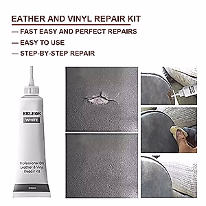 HAOTING Advanced Leather Repair Gel, Professional DIY Leather and Vinyl Repair Kit, Liquid Leather Repair Kit for Furniture or Auto Car Seats (White)