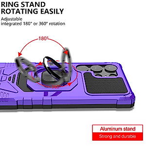 Ailiber for Samsung Galaxy S23 Ultra Cell Phone Case, Samsung S23 Ultra 5G Case with Screen Protector, Ring Kickstand for Magnetic Car Mount, Rugged Shockproof Heavy Duty Cover Case-Purple
