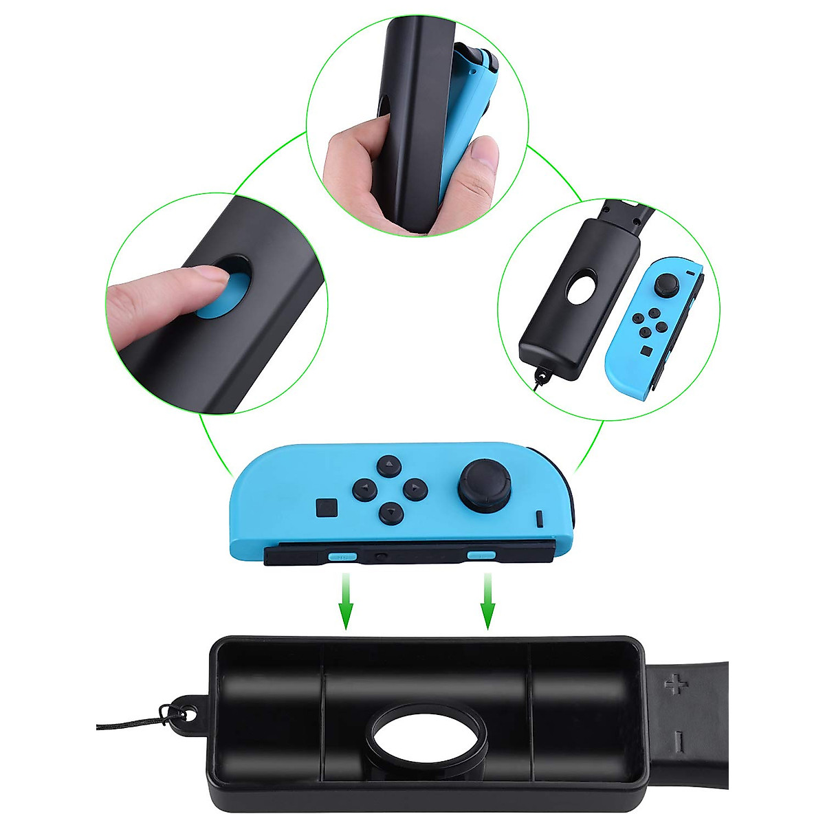 Tendak Tennis Racket for Nintendo Switch Joy-Con, Game Accessories for Mario Tennis Aces Game with 12 in 1 Game Card Case (2 Pack, Black)