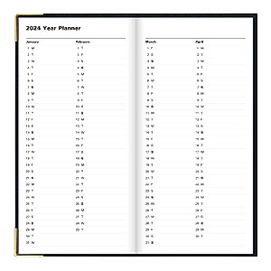 Letts of London Classic Weekly/Monthly Planner, 12 Months, January to December, 2024, Gold Corners, Vertical, Slim Size, 6.625" x 3.25", Black (C32SUBK-24)